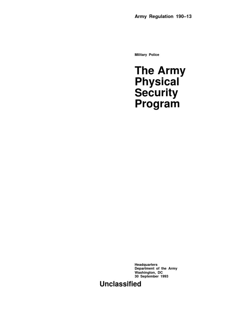 Army The Army Physical Security Program | PDF