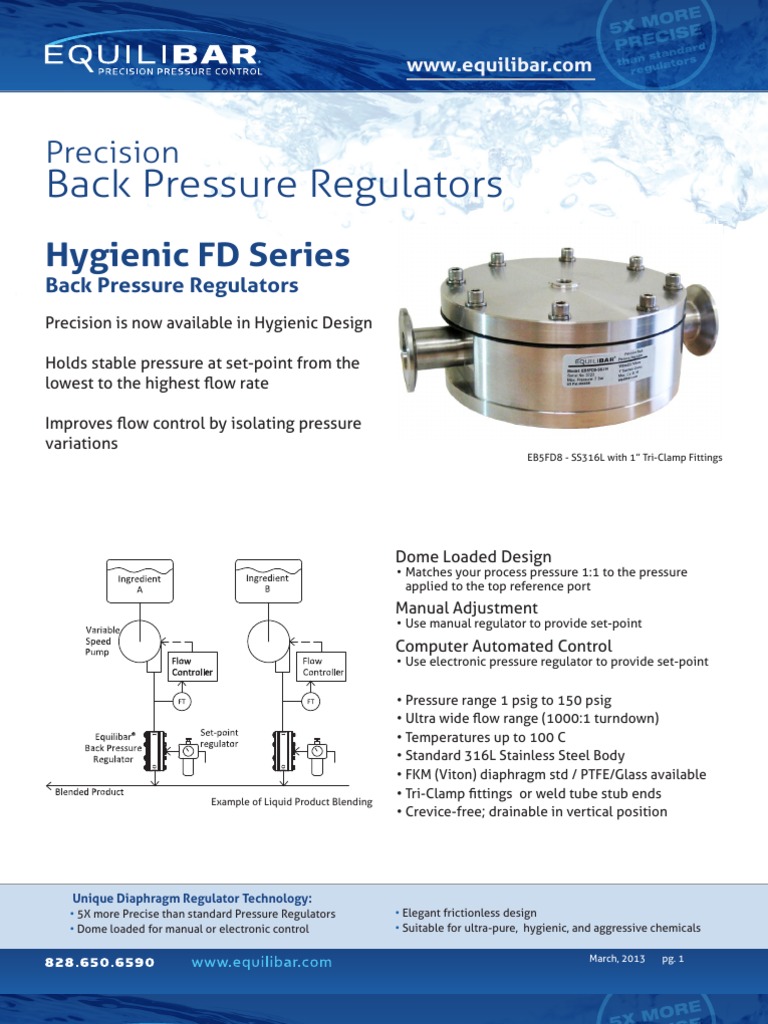 Equilibar Hygienic FD Series Back Pressure Regulator | PDF | Pressure ...