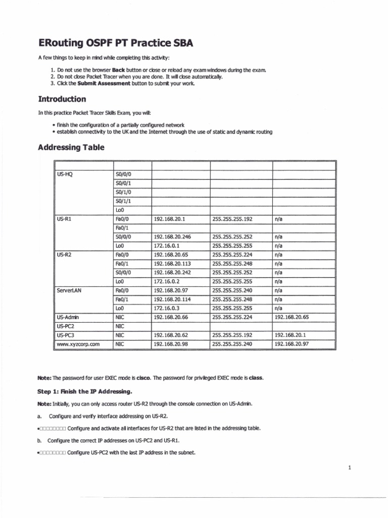 PT Practice Sba Ospf | PDF | Routing | Computer Network