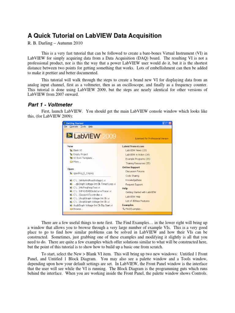 A Quick Tutorial On LabVIEW Data Acquisition | PDF | Sampling (Signal ...