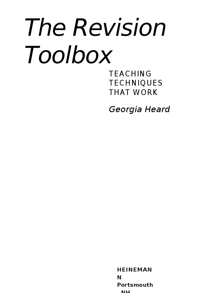The Revision Toolbox Teaching Techniques That Work | PDF | Poetry | Verb