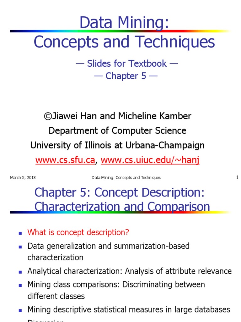 Data Mining: Concepts and Techniques: - Slides For Textbook - Chapter 5 | PDF | Median ...
