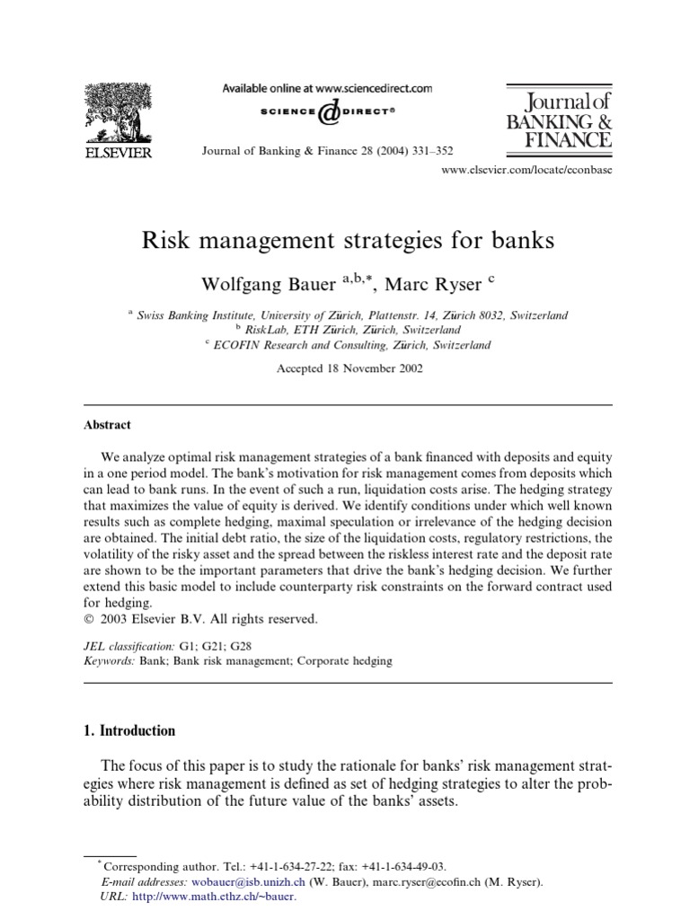 Risk Management Strategies For Banks | PDF | Bank Run | Capital Structure