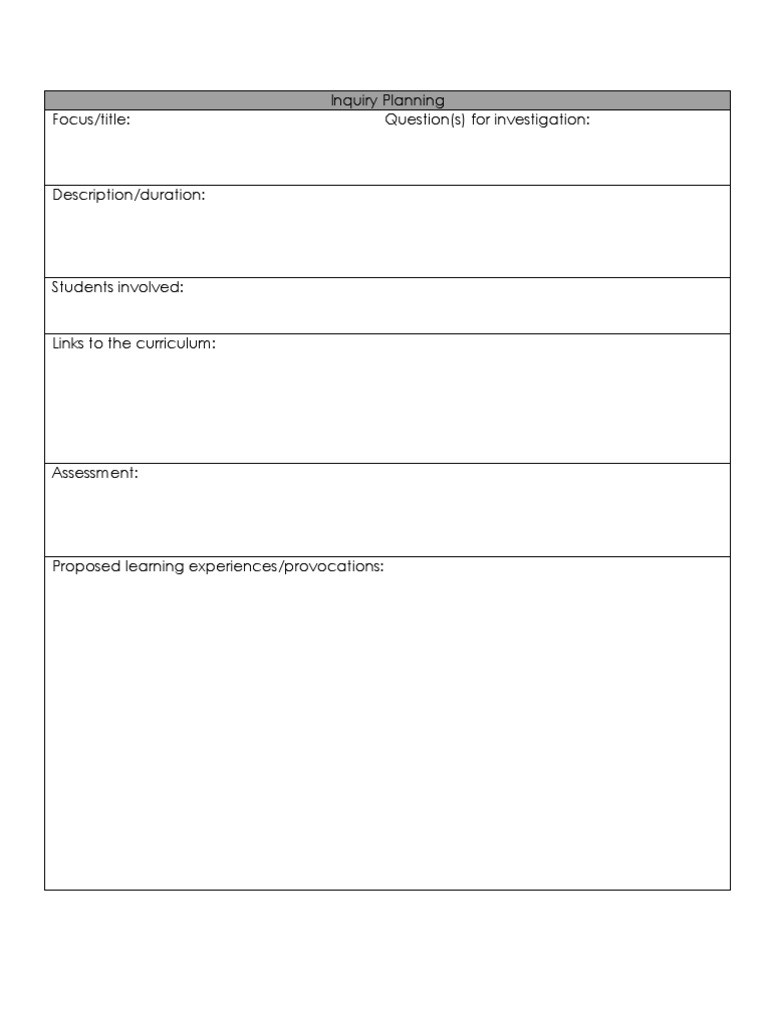Inquiry Planning | PDF