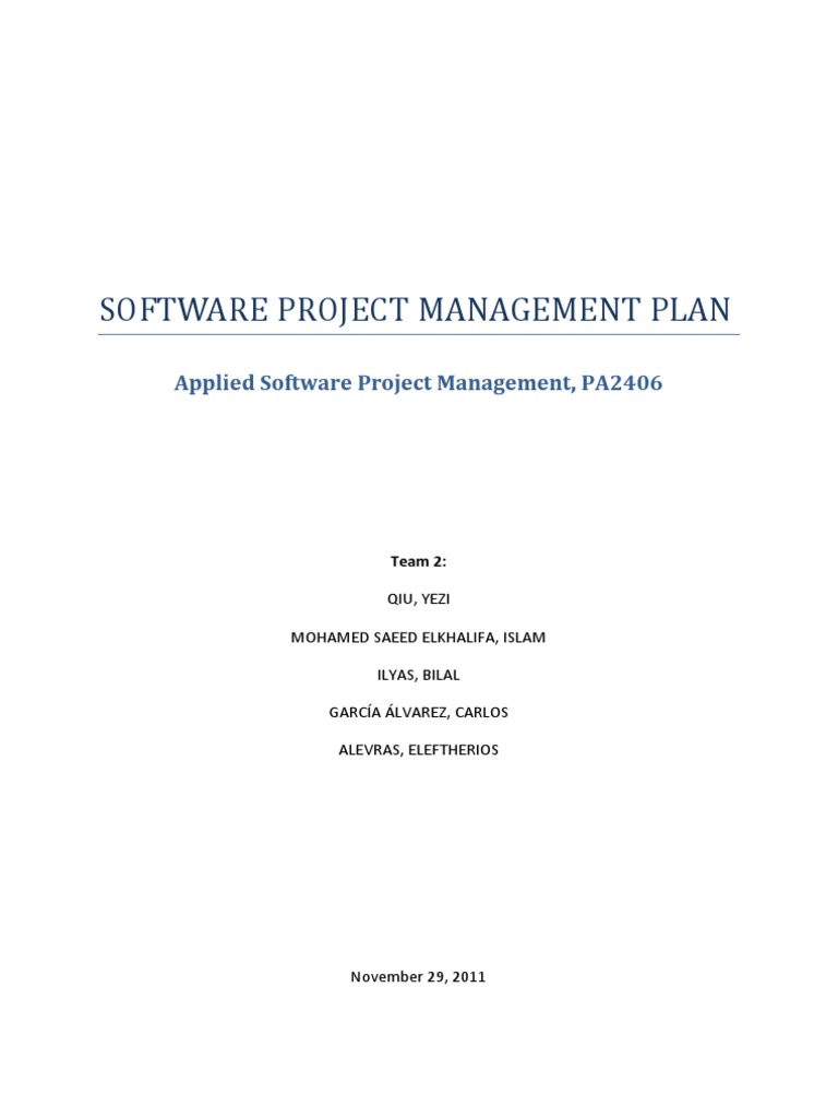 Software Project Management Plan | PDF | Project Management | Computer Engineering