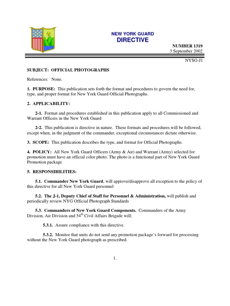 Directive: New York Guard | PDF | Commander | Photograph