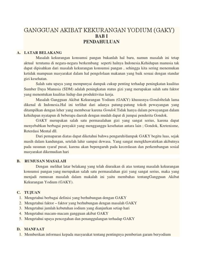 Gangguan Akibat Kekurangan Yodium | PDF