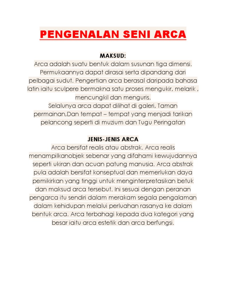 Jenis dan Maksud Seni Arca | PDF
