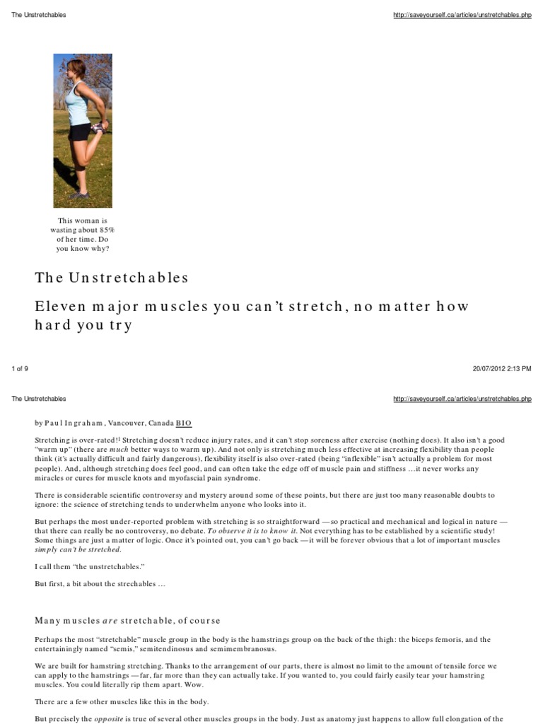 The Unstretchable - Eleven Major Muscles You Can't Stretch No Matter ...