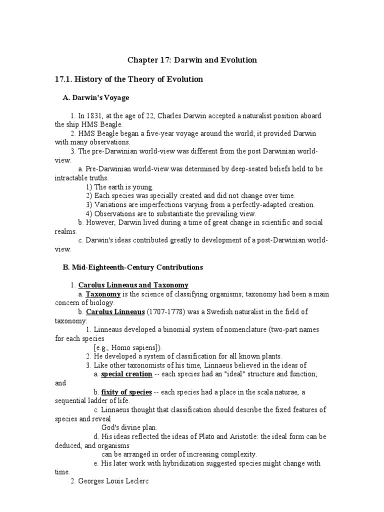 Chapter 17: Darwin and Evolution 17.1. History of The Theory of ...