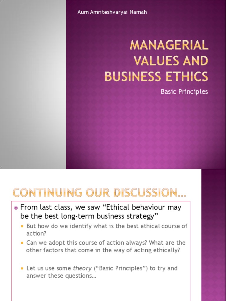 Business Ethics - Basic Principles | Morality | Social Institutions
