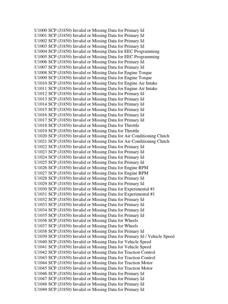 ODB II U Codes | PDF | Vehicles | Throttle