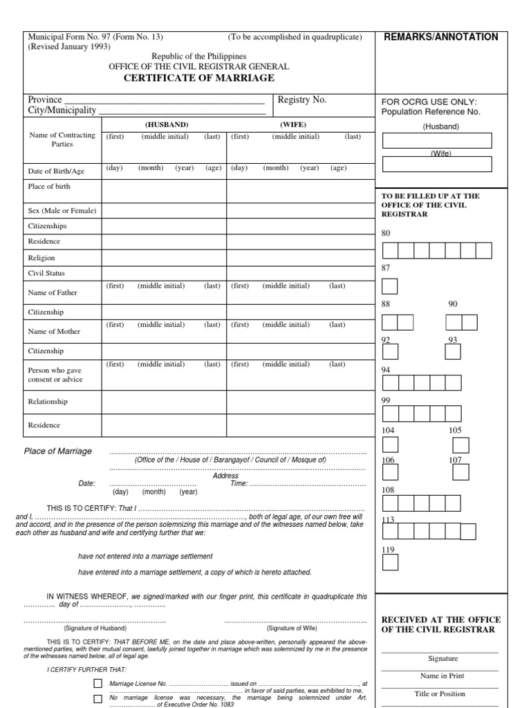 B (Certificate of Marriage) | PDF | Marriage | Wife