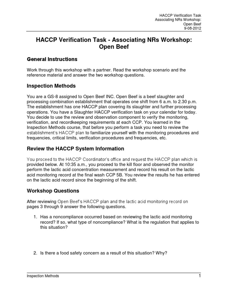 20c Im Haccp Ver Task Nrs | PDF | Authentication | Hazard Analysis And ...