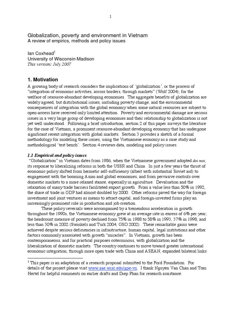 Globalization in Vietnam | PDF | Finance & Money Management | Politics
