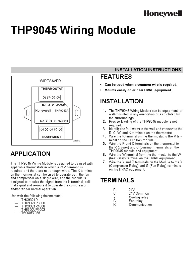 THP9045 Wiring Module: Features | PDF | Electromechanical Engineering ...