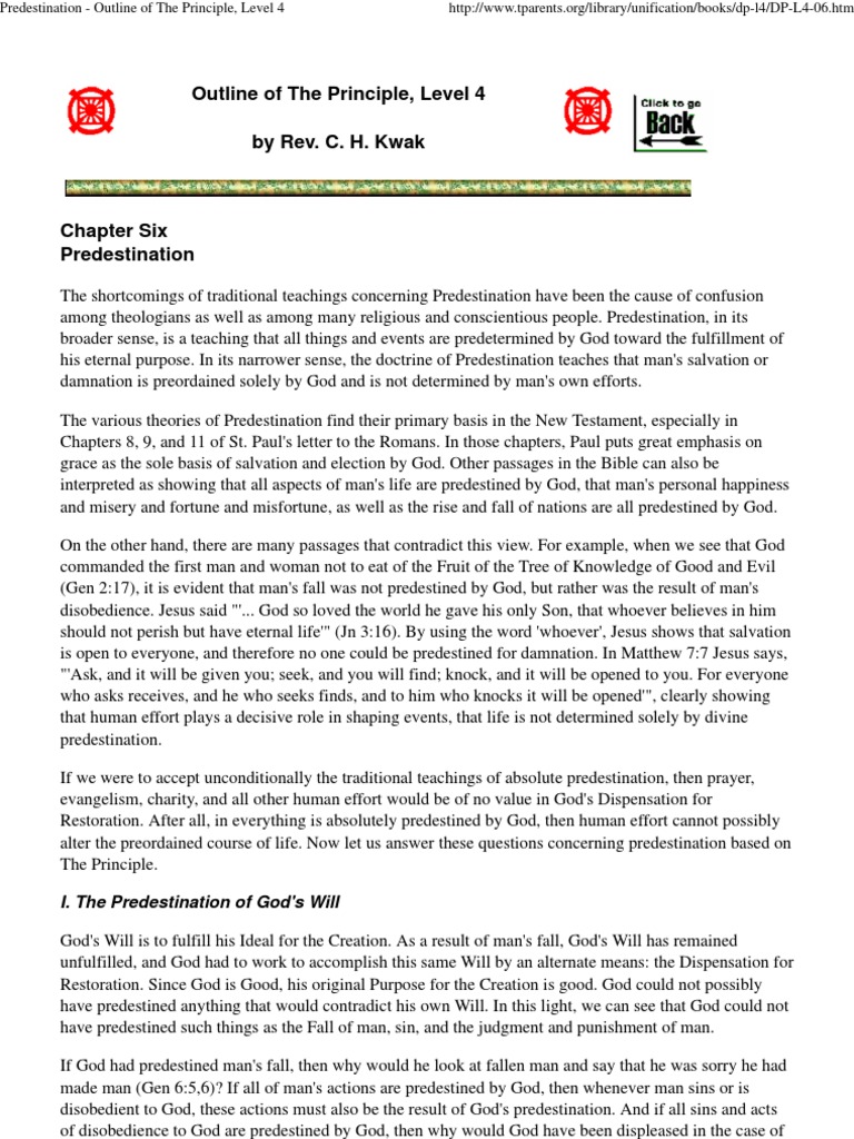 Predestination - Outline of The Principle, Level 4 | PDF ...