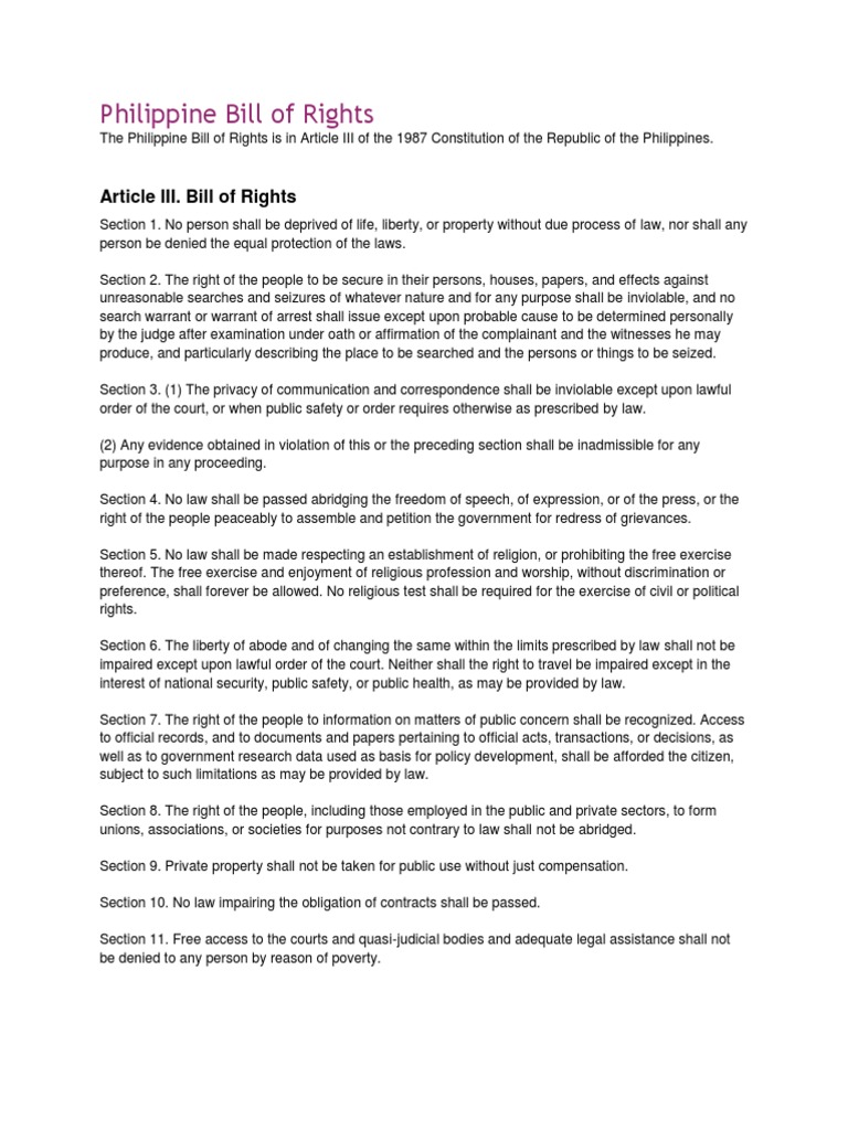 Philippine Bill of Rights | PDF