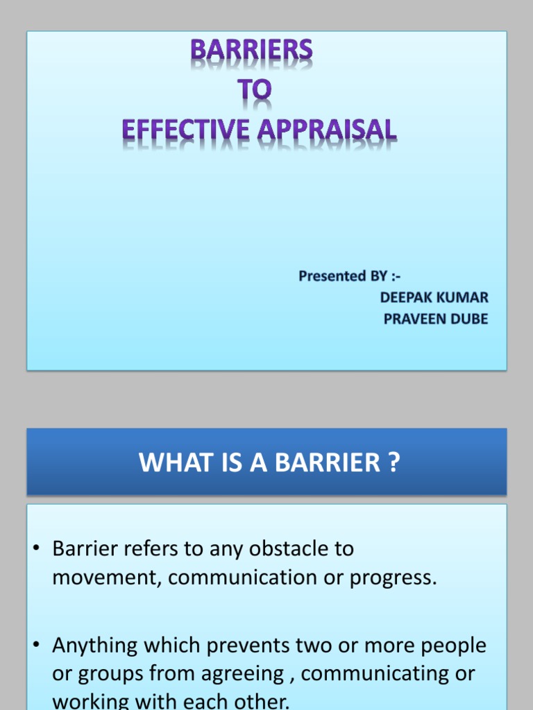 HR Final Barriers To Effective Performance Appraisal | PDF ...