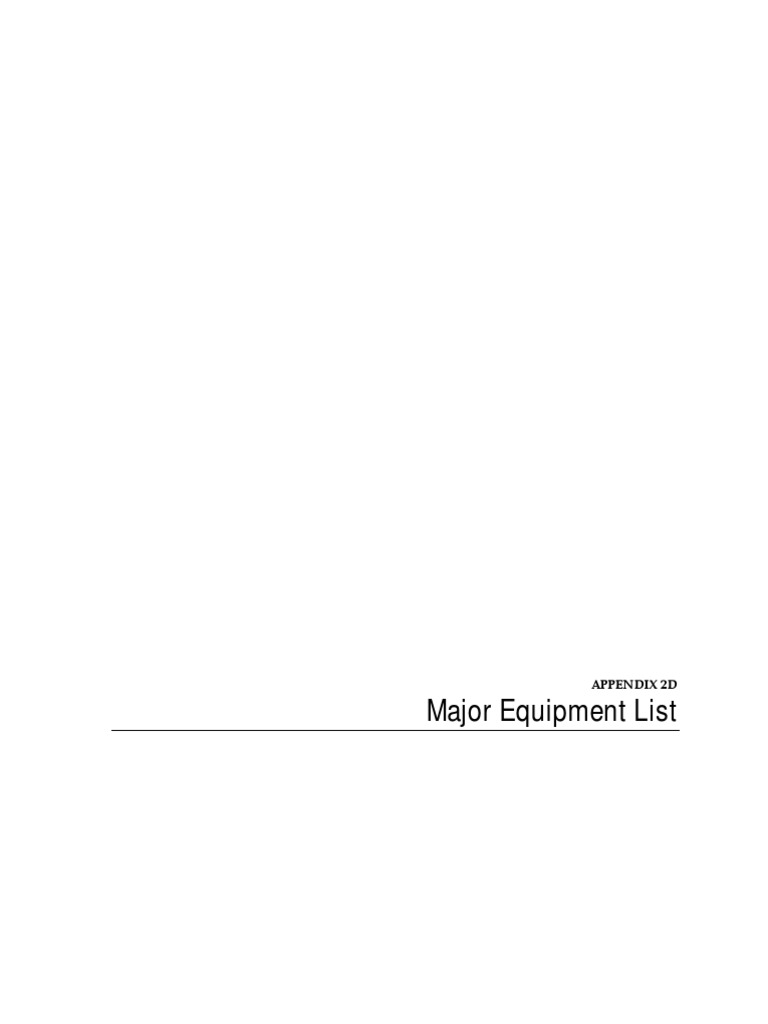 Appendix 2D Major Equipment List | PDF | Steam | Energy Technology