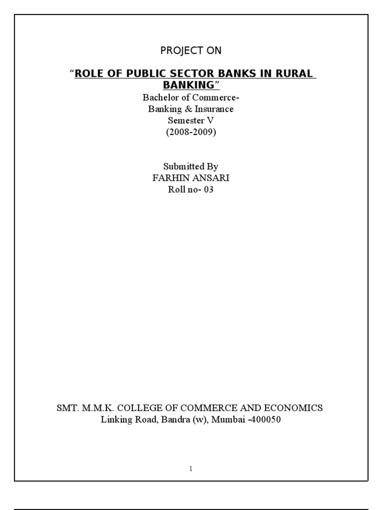 Project On Rural Banking | PDF | Banks | Microfinance
