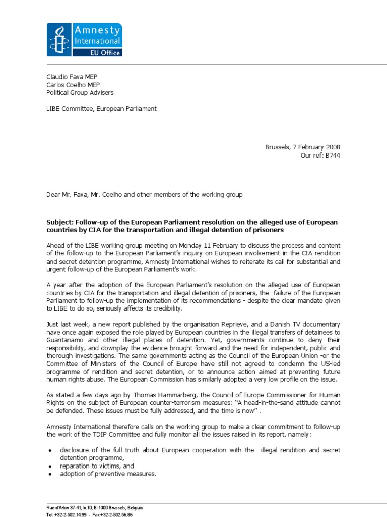 Amnesty International Letter | PDF | European Parliament | World Politics