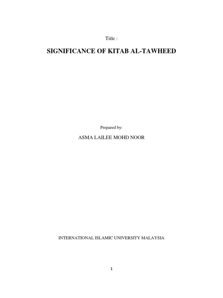 Significance of Kitab Al-Tawheed | PDF | Tawhid | Quran