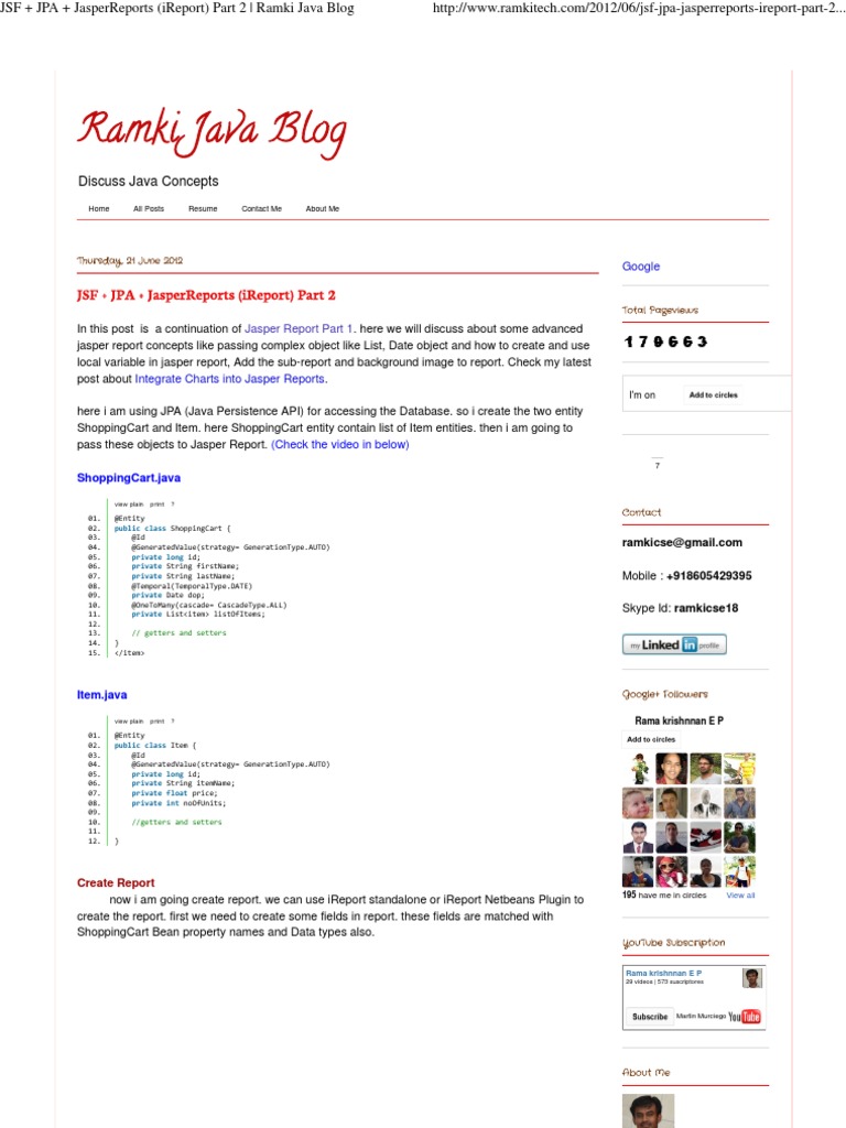 JSF + JPA + JasperReports (Ireport) Part 2 - Ramki Java Blog | PDF | Information Technology ...