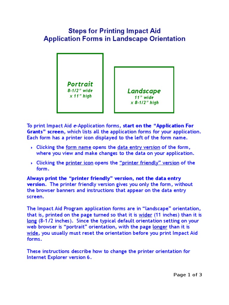 Print Impact Aid Forms in Landscape | PDF | Icon (Computing) | Printer ...