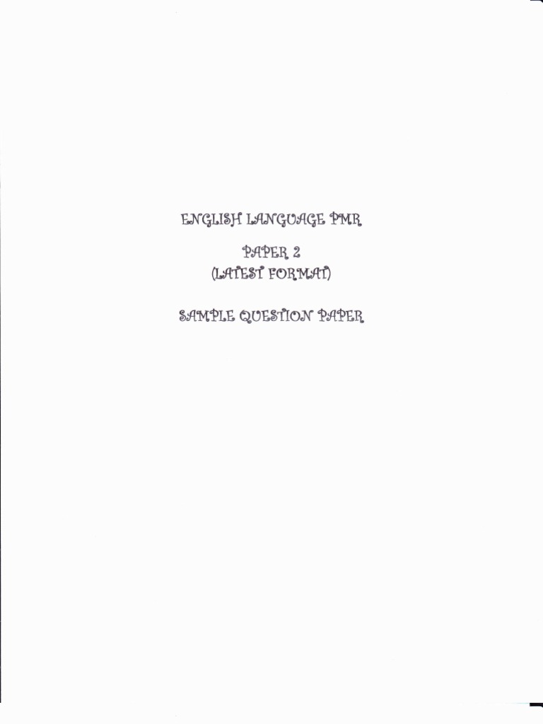 PMR English Paper 2 Sample Questions | PDF | Language Arts & Discipline ...