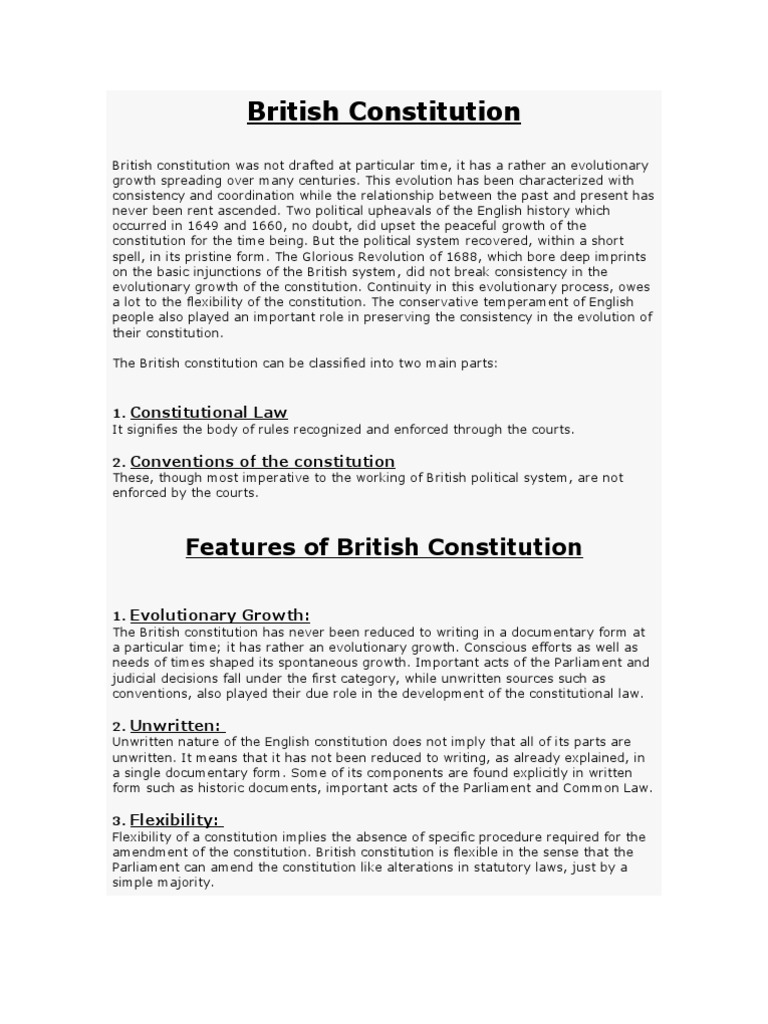 British Constitution | PDF | House Of Lords | Parliament Of The United ...