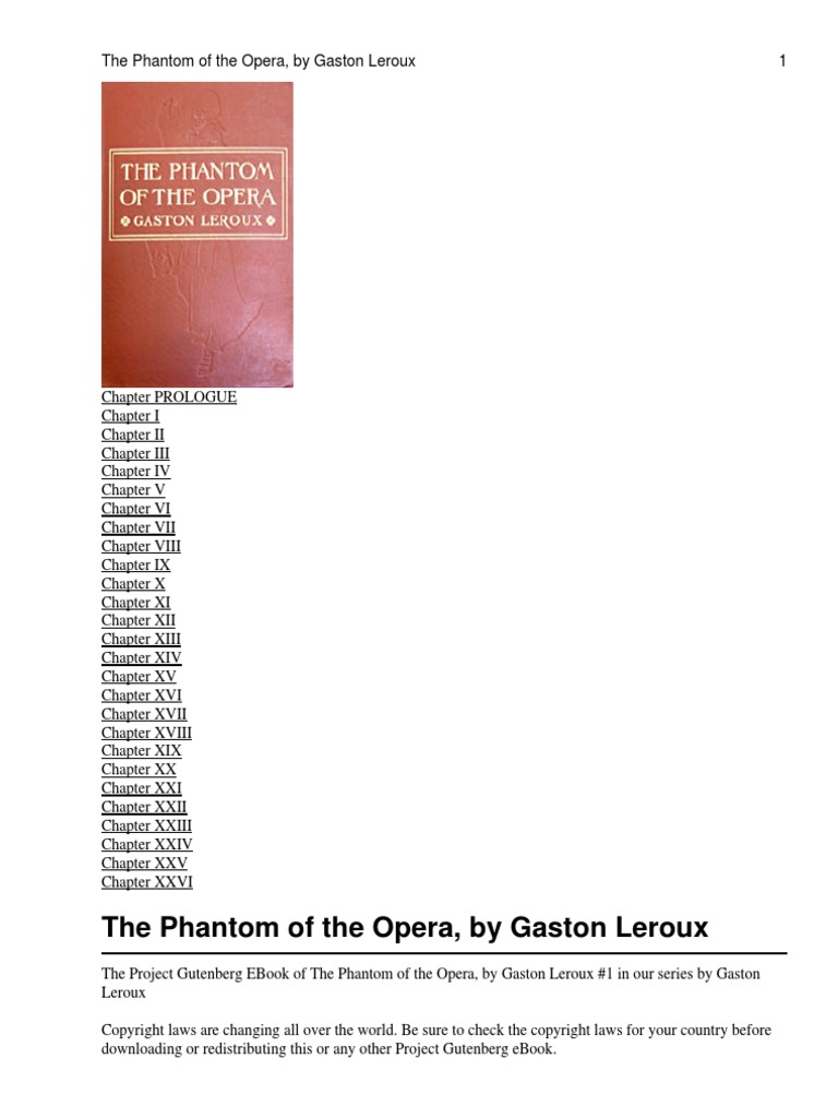 The Phantom of The Opera | PDF | Project Gutenberg | The Phantom Of The ...