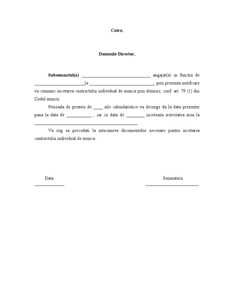 Model Demisie Cu Preaviz | PDF