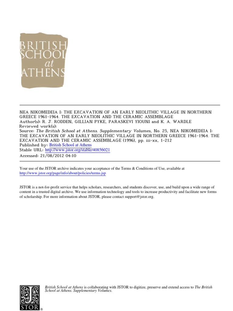 Nea Nikomedia Book | PDF | Excavation (Archaeology) | Pottery