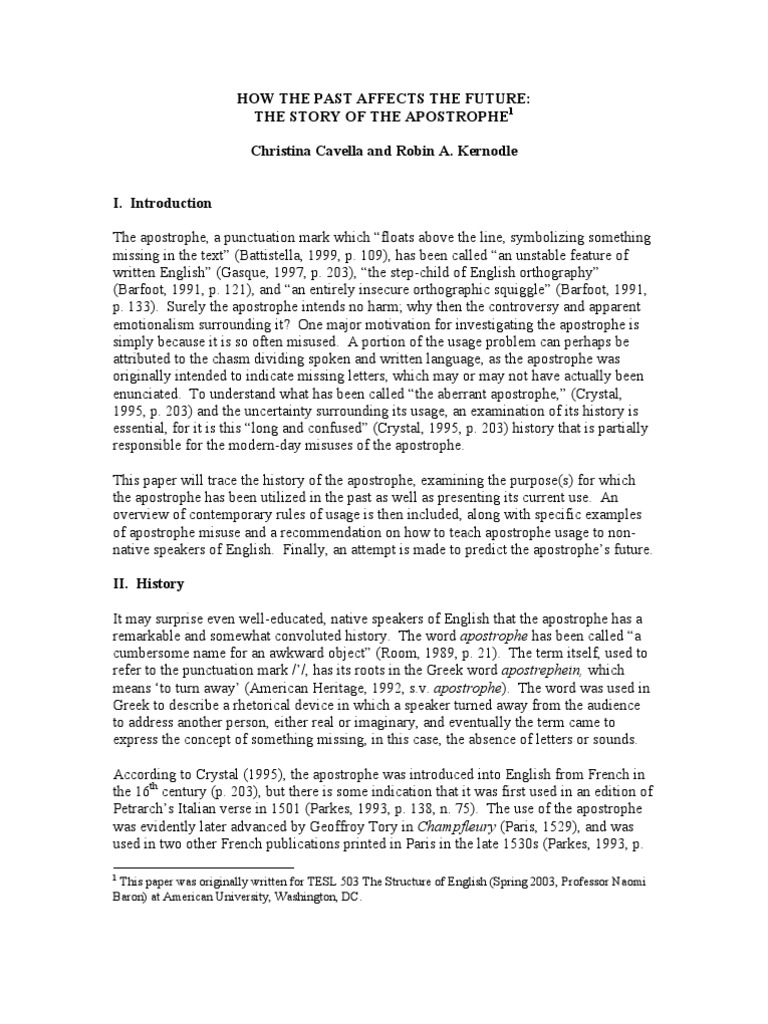 History and Usage of the Apostrophe | PDF | Grammatical Number | Plural