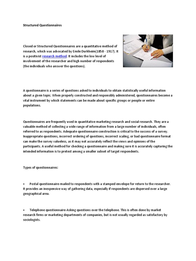 Structured Questionnaires | PDF | Questionnaire | Survey Methodology