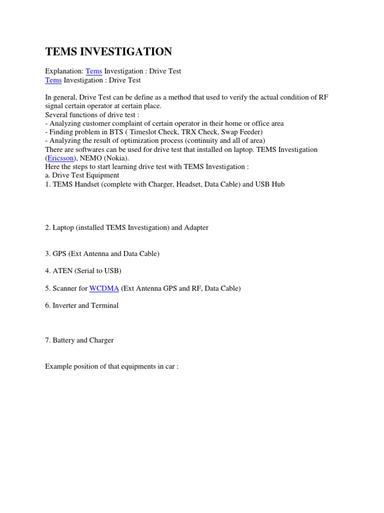 Tems Investigation | PDF | Usb | Global Positioning System