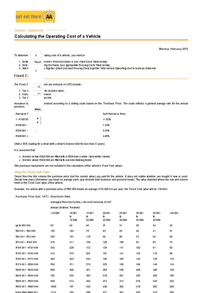 AA Vehicle Operating Costs 2024 | PDF | Gasoline And Diesel Usage And ...