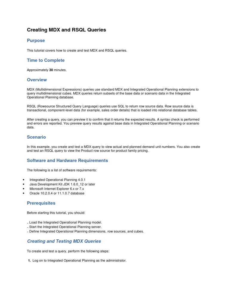 Creating MDX and RSQL Queries | PDF | Sql | Databases Creating MDX and RSQL Queries | PDF | Sql | Databases