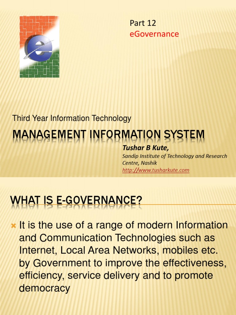 Management Information System: Egovernance | PDF | E Government ...