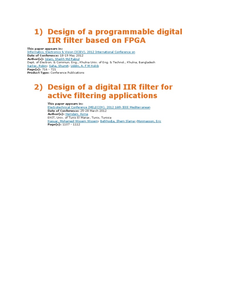 FPGA-Based Programmable IIR Filter Design | PDF | Science | Electronics
