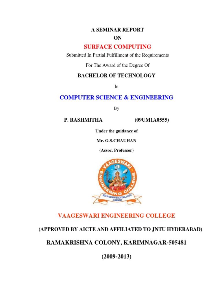 Surface Computing: Computer Science & Engineering | PDF