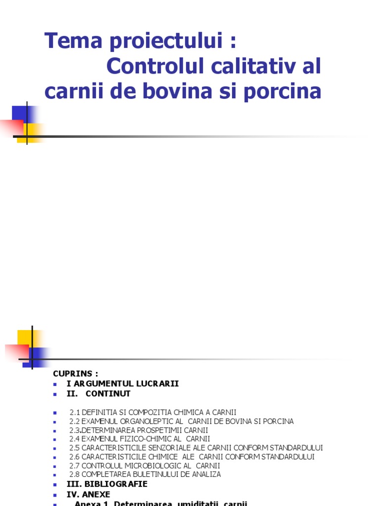 Controlul Calitatii Carnii de Bovina Si Porcina | PDF
