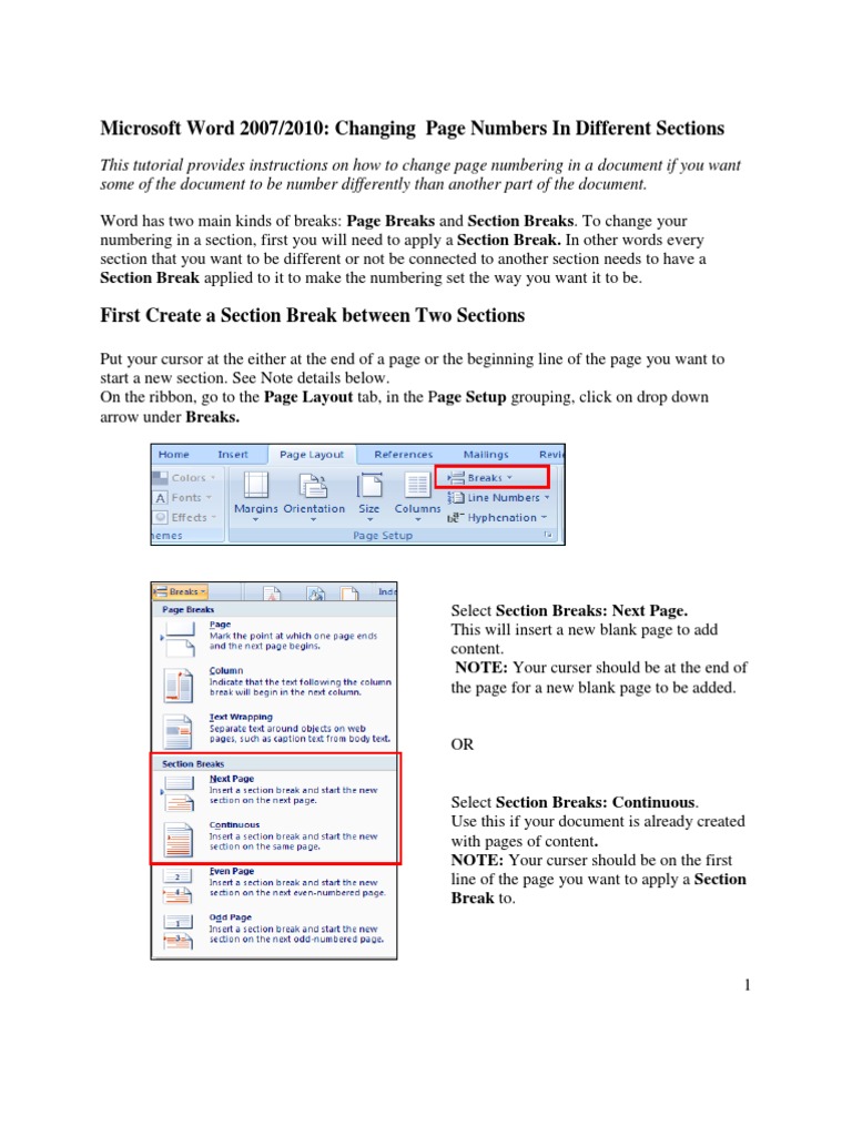 Customizing Page Numbers in Word 2007/2010 | PDF