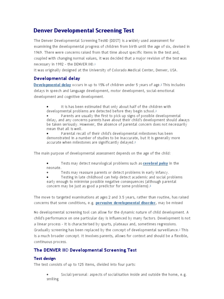 DDST | Download Free PDF | Child Development | Relationships