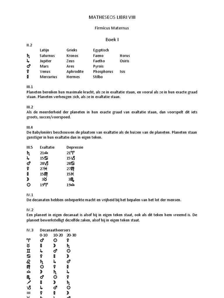 Mathesis in Nederlands Eerste Deel - Firmicus Maternus | PDF