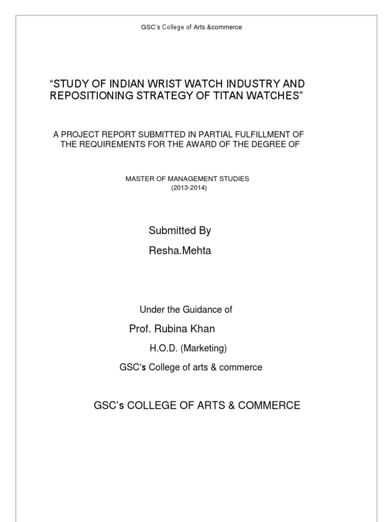 A Brand Positioning On Titan Watches | PDF | Brand | Watch