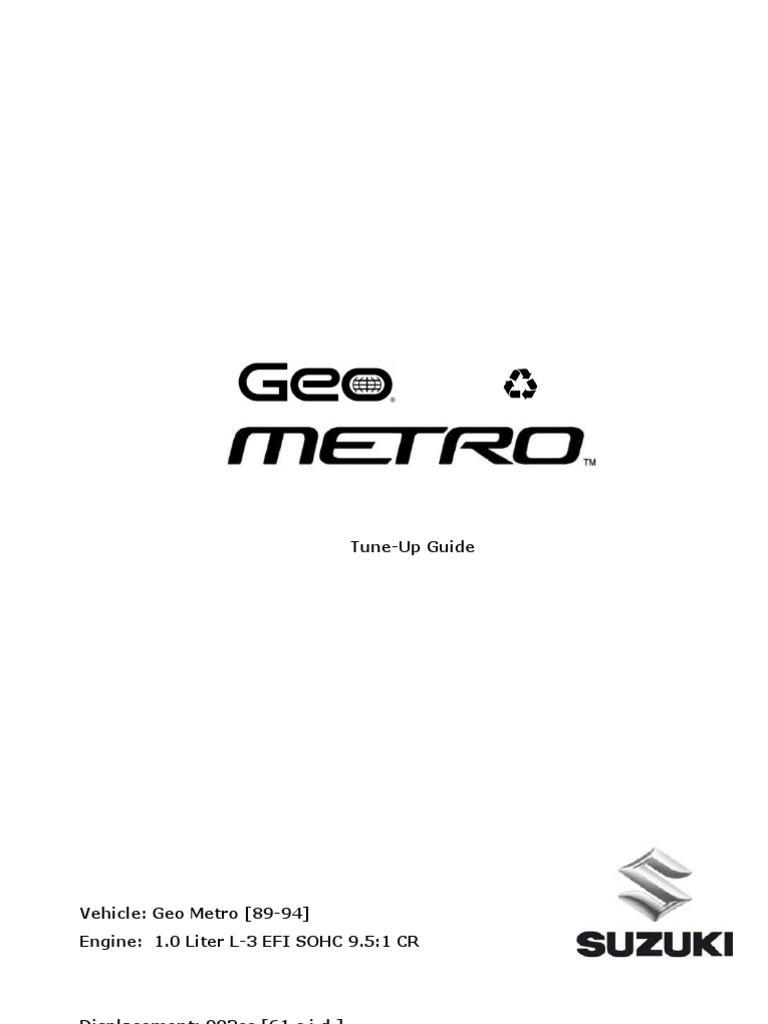 Tune-Up Guide For Geo Metro 1.0 Liter Cars | PDF | Distributor ...