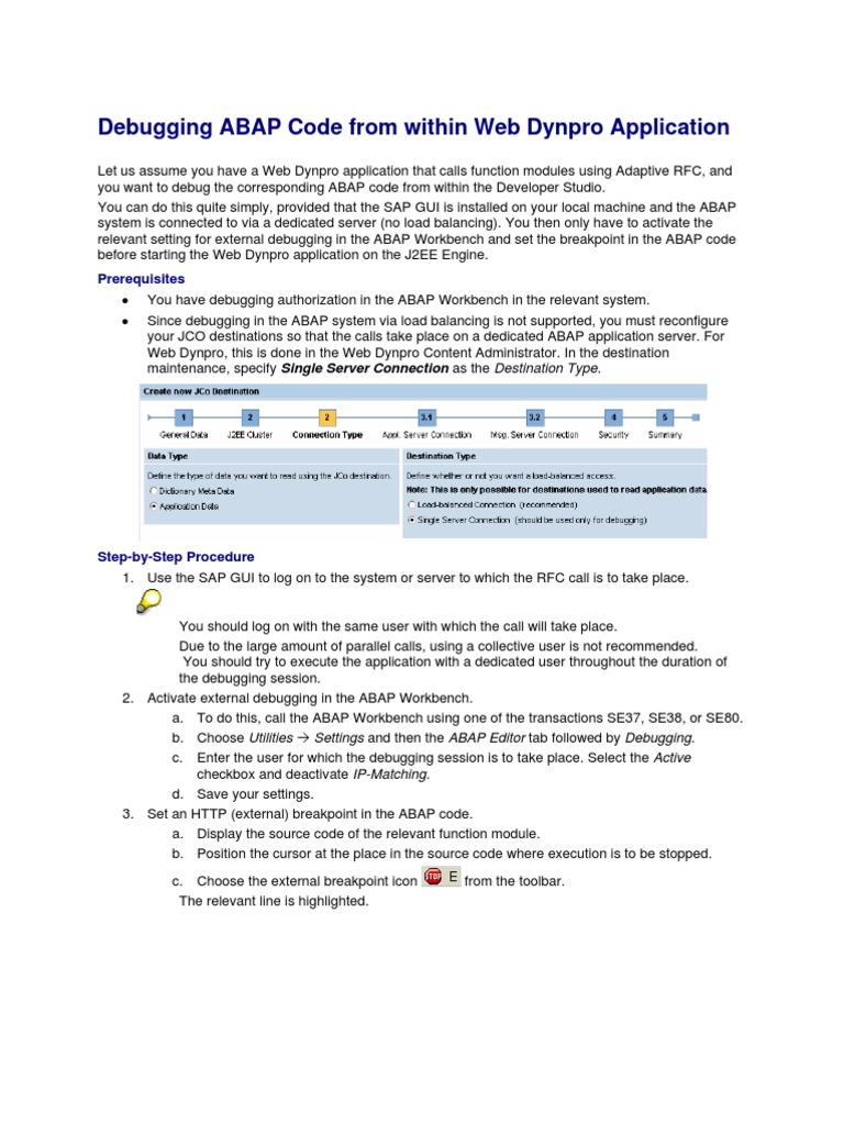 Debugging ABAP Code From Within Web Dynpro Application | PDF | Computer Programming | Software ...
