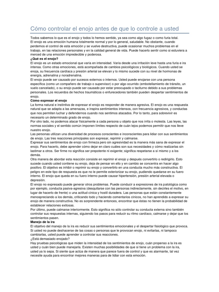 Estrategias para Controlar el Enojo | PDF | Ira | Ansiedad